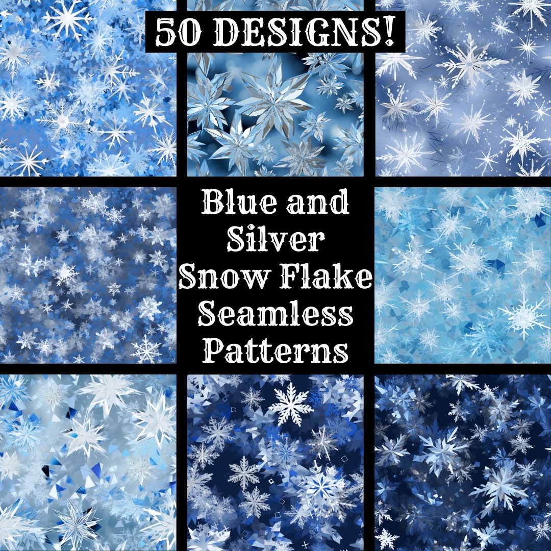Blue and Silver Snow Flake Seamless Digital Paper Printable Scrapbook ...