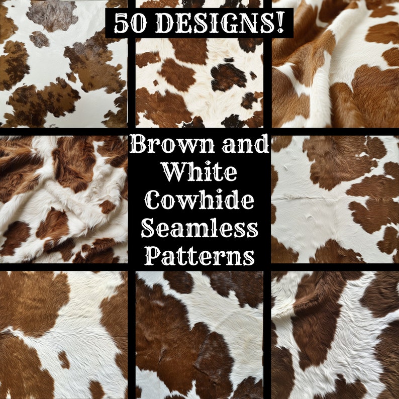 Cowhide Seamless Pattern: Brown and White Digital Paper (PNG) - Etsy