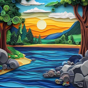Quilled Landscapes Journal Paper, Quilled Landscapes Printable Paper ...