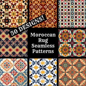 Moroccan Rug Seamless Pattern: 50 PNG Digital Papers (digital Download ...