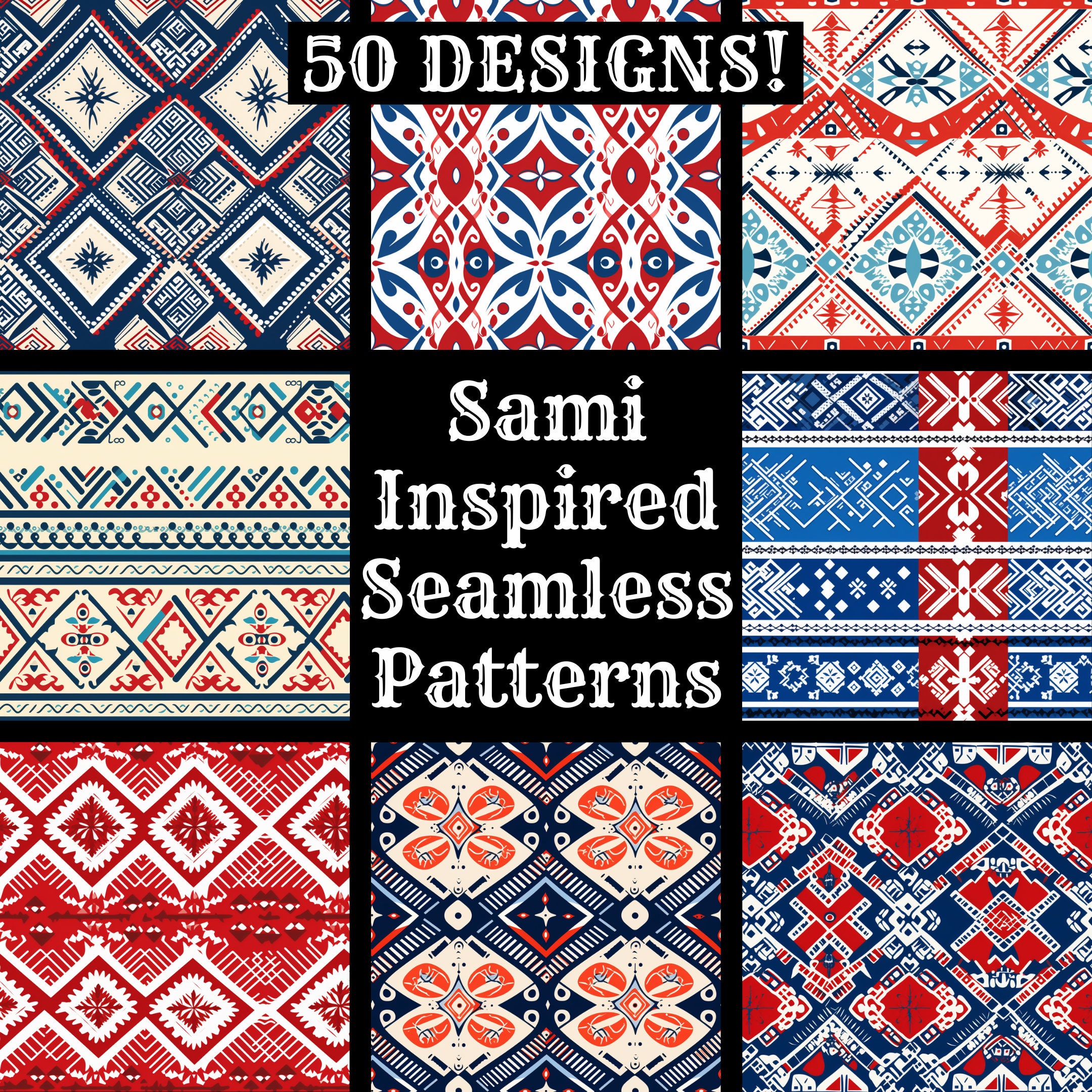 Sami Inspired Seamless Digital Paper, Printable Scrapbook Paper ...