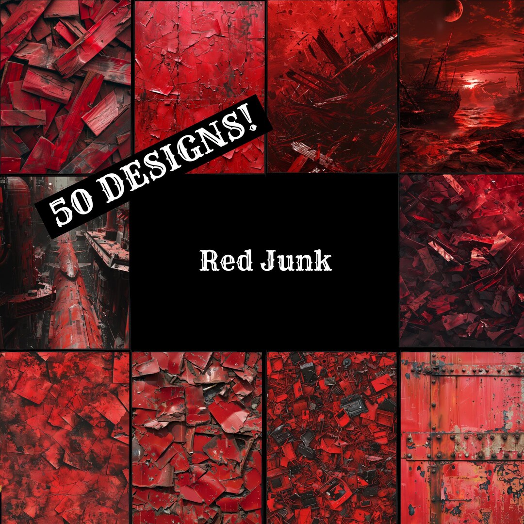 Red Junk Journal Paper: Vintage Printable Scrapbook Inserts (PNG ...