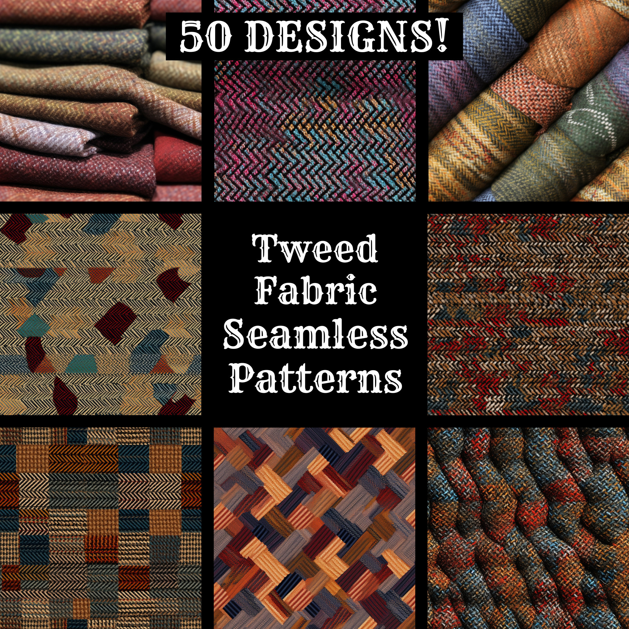 Tweed Fabric Seamless Patterns: 50 Digital Papers (PNG, 300 Dpi) - Etsy