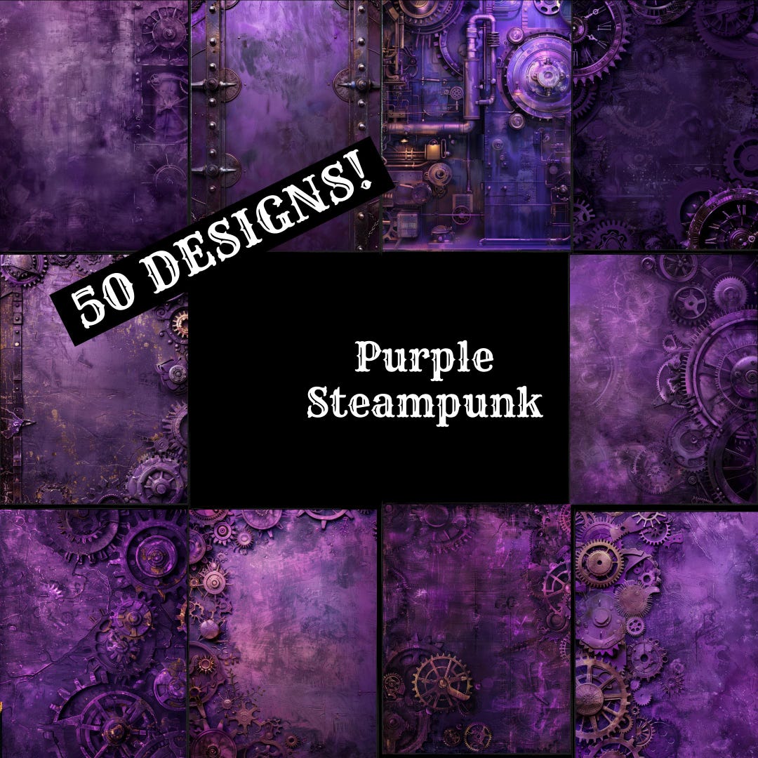 Purple Steampunk Journal Paper: Vintage Scrapbook (digital Download) - Etsy