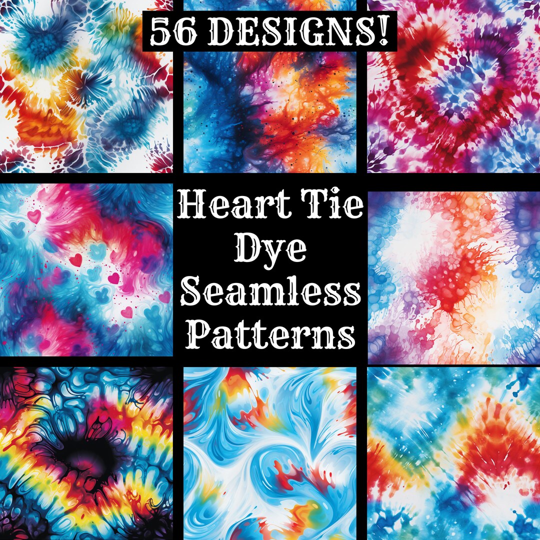 Heart Tie Dye Seamless Digital Paper, Printable Scrapbook Paper ...
