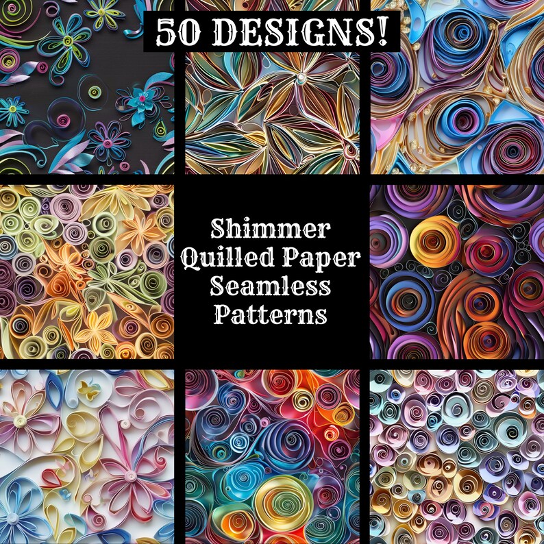 Shimmer Quilled Paper Seamless Digital Paper, Shimmer Quilled Paper ...