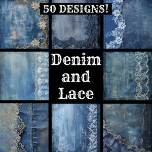 Denim and Lace Digital Paper: Vintage Scrapbook Journal (PNG) - Etsy