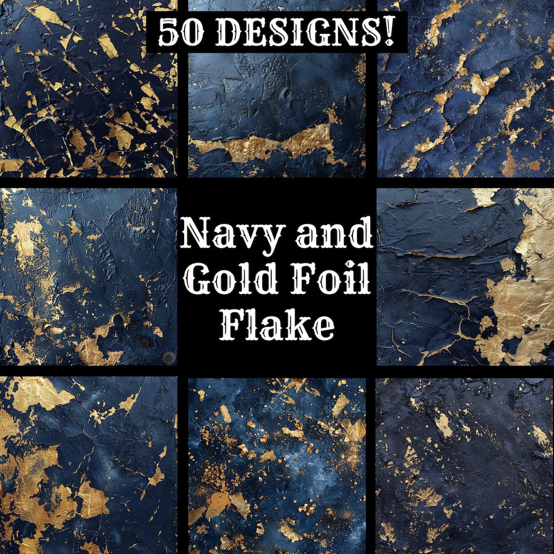 Navy and Gold Foil Flake Paper, Navy and Gold Foil Flake Printable ...