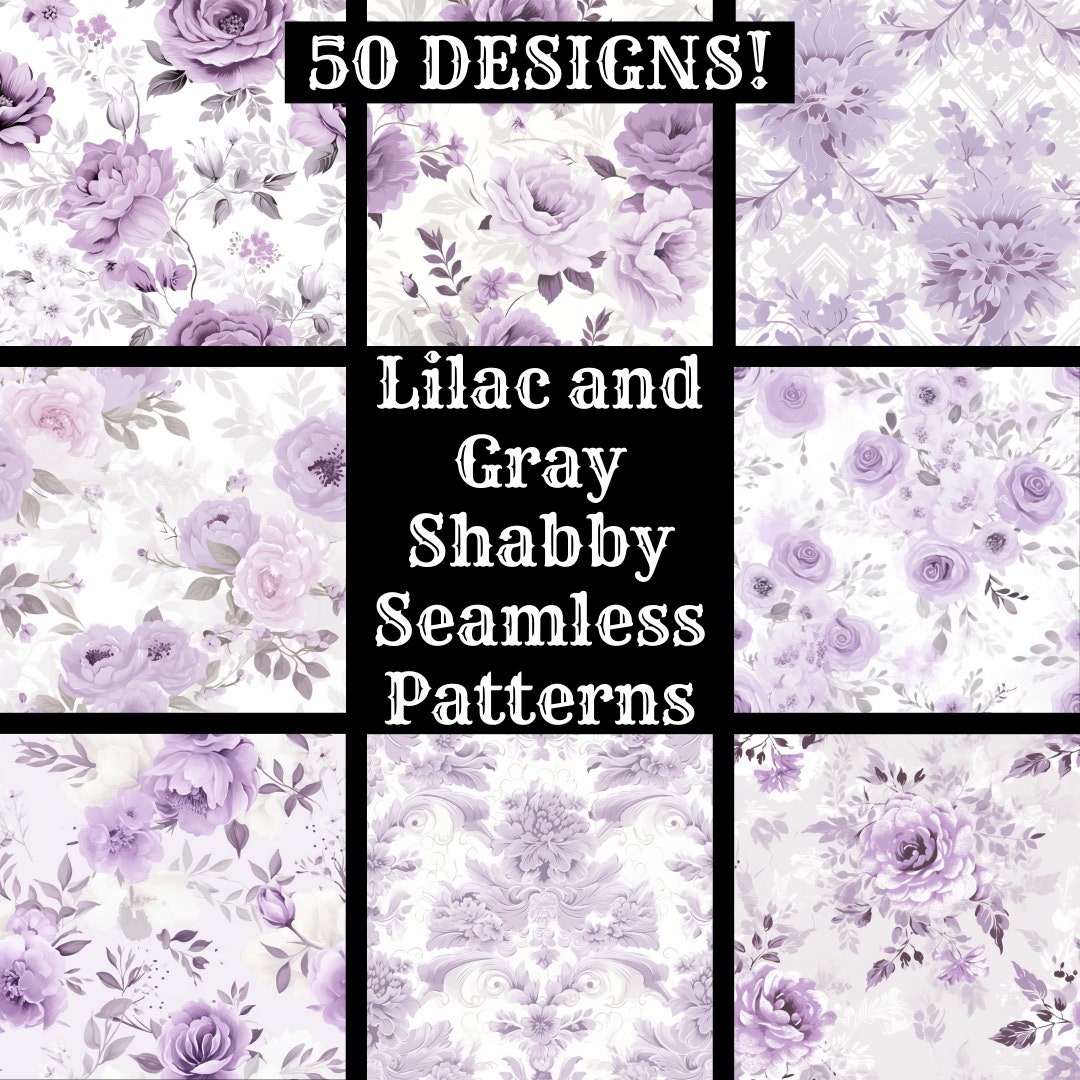 Lilac and Gray Shabby Seamless Digital Paper, Printable Scrapbook Paper ...