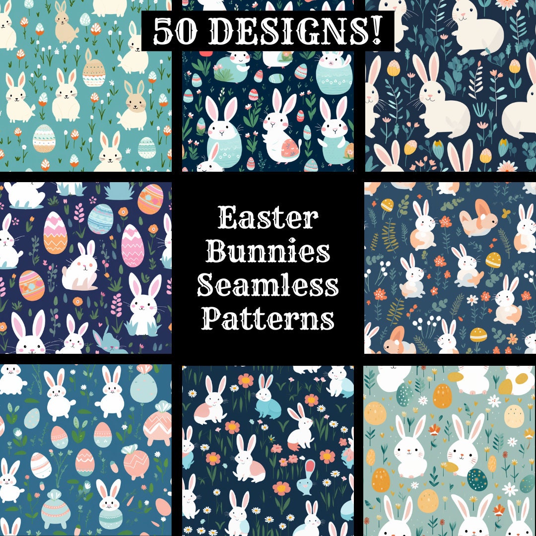 Easter Bunnies Seamless Digital Paper, Printable Scrapbook Paper ...