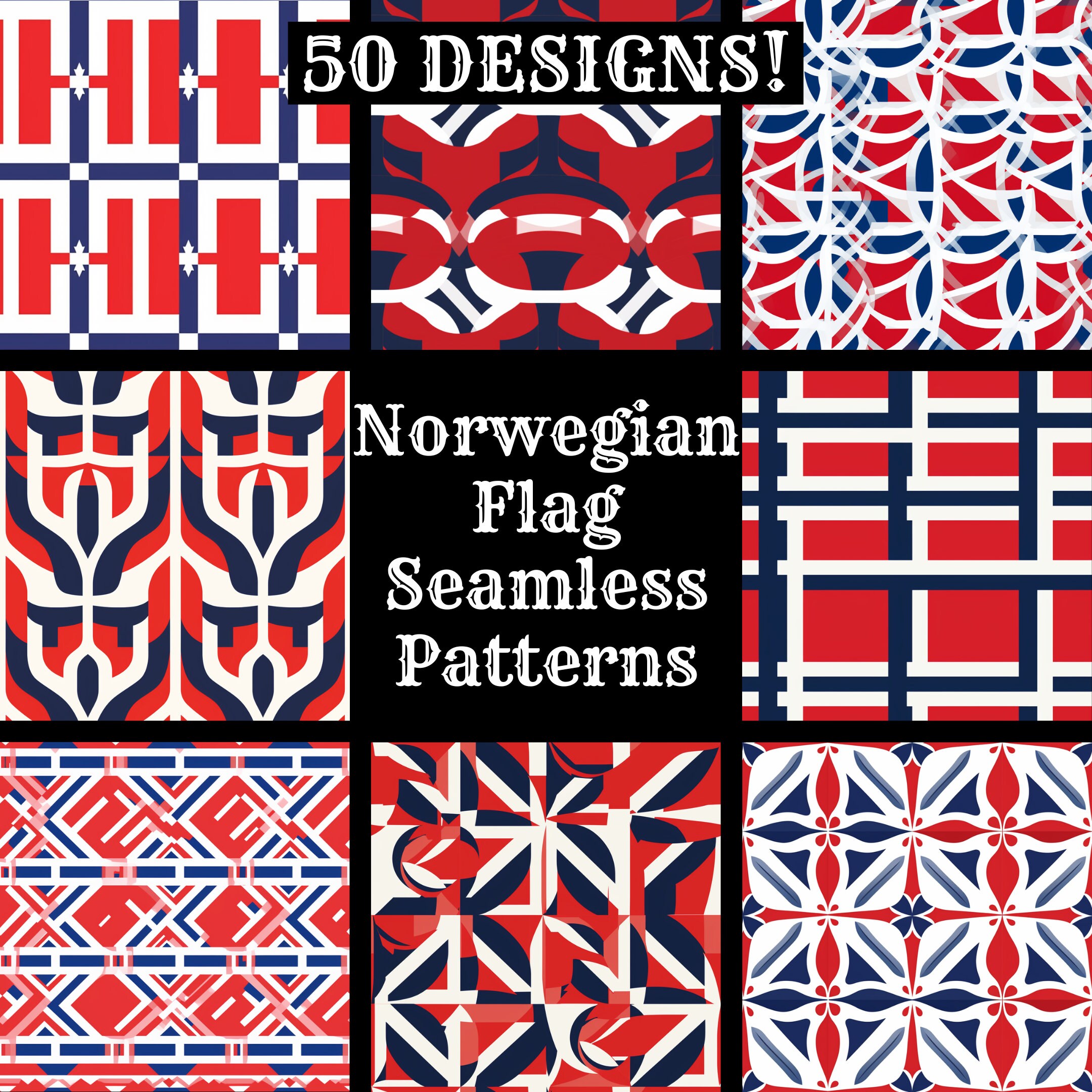 Norwegian Flag Seamless Digital Paper, Printable Scrapbook Paper ...