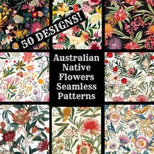 Australian Native Flowers Seamless Pattern: 50 PNG Digital Papers ...
