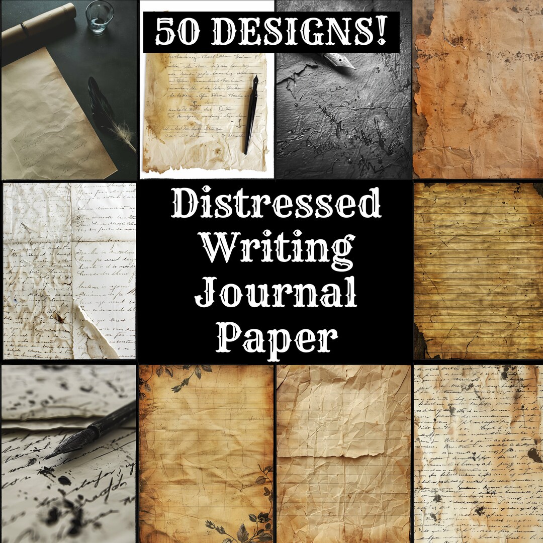 Distressed Writing Journal Paper, Distressed Writing Printable Paper ...