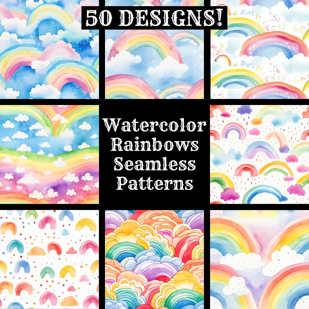 Watercolor Rainbow Seamless Pattern: Scrapbook Paper (digital Download ...