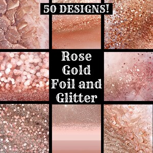 Rose Gold Foil and Glitter Paper, Rose Gold Foil and Glitter Printable ...