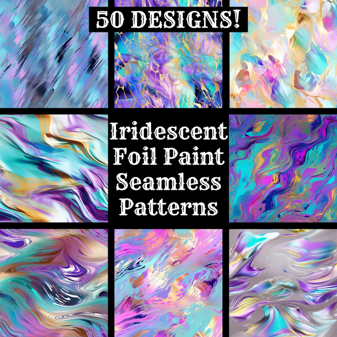 Iridescent Foil Paint Seamless Digital Paper, Printable Scrapbook Paper ...