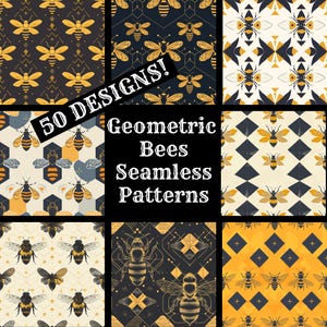 Geometric Bees Seamless Pattern: Printable Digital Paper (PNG) - Etsy
