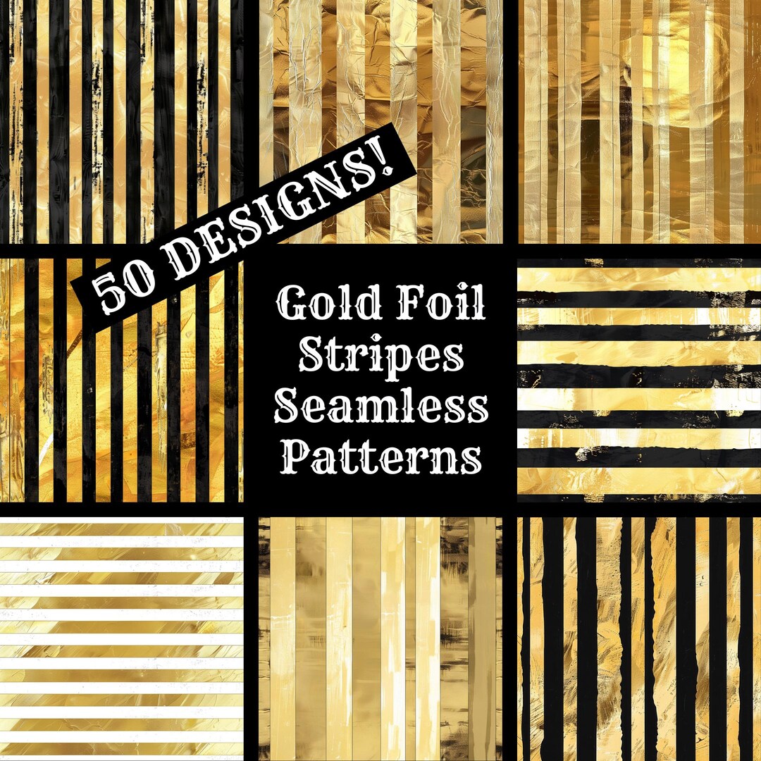 Gold Foil Stripes Seamless Patterns: Scrapbook Paper (digital Download ...