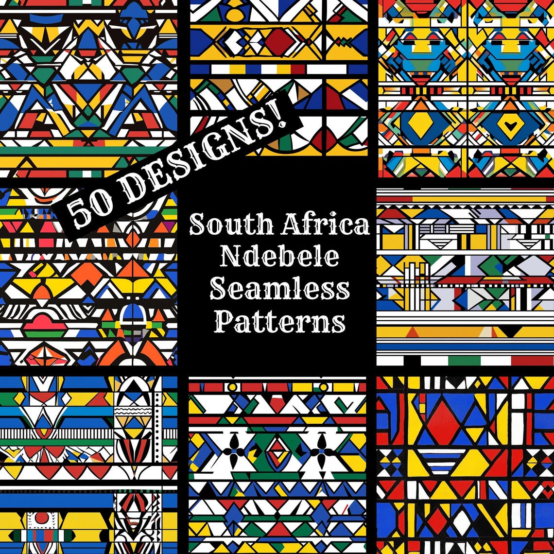Ndebele Seamless Pattern: South Africa Digital Paper (PNG) - Etsy