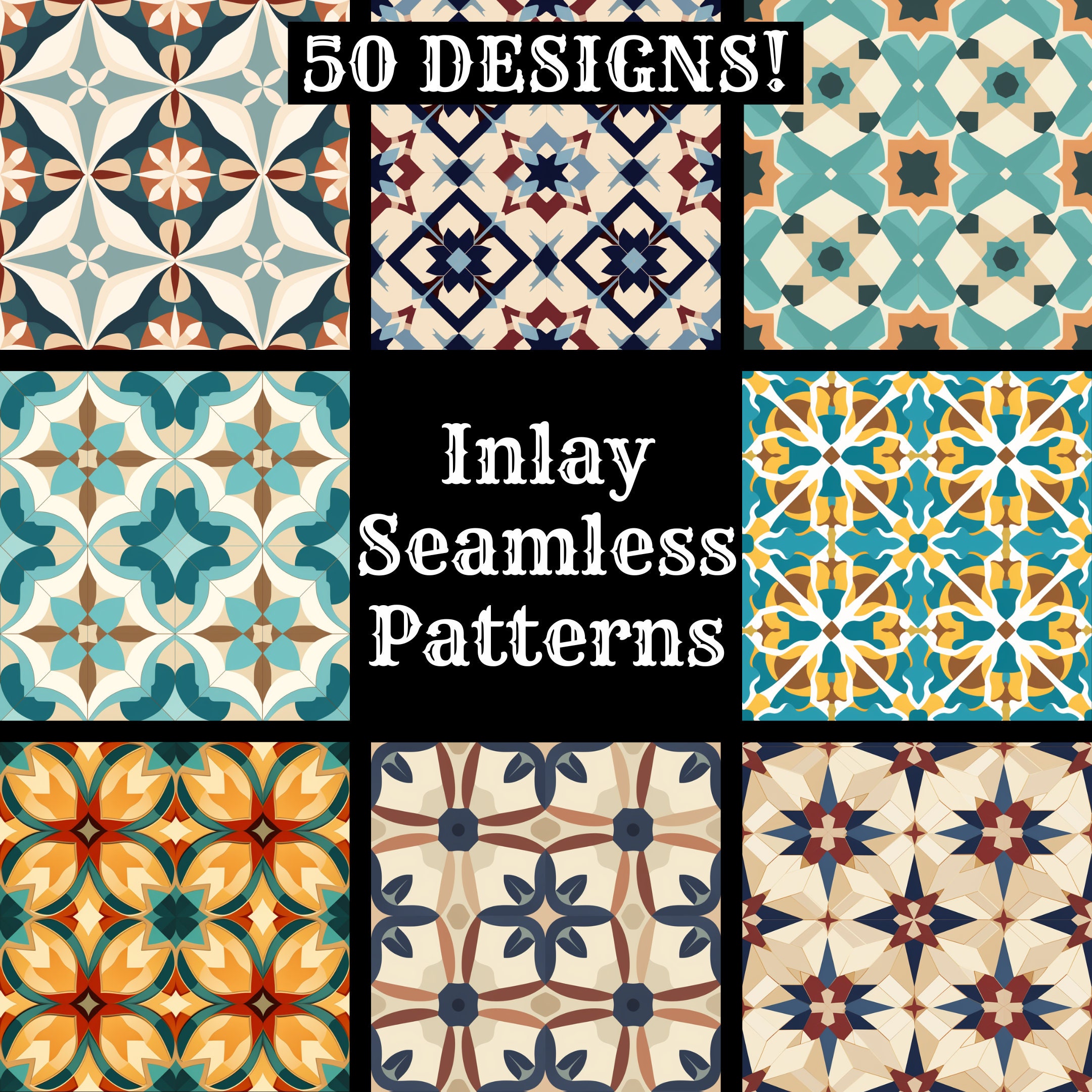 Inlay Seamless Digital Paper, Printable Scrapbook Paper Seamless ...