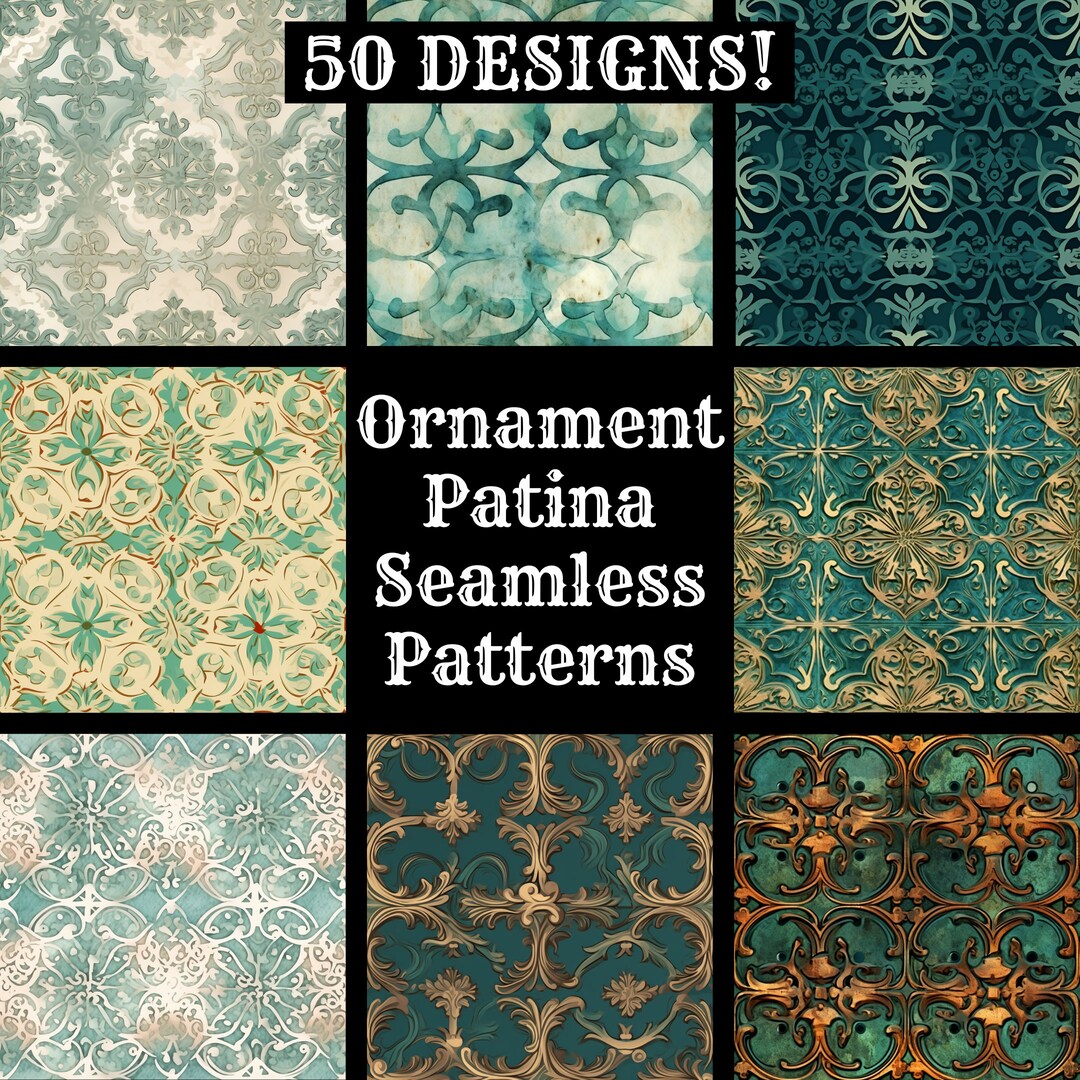 Ornament Patina Seamless Patterns: Digital Scrapbook Paper (digital ...