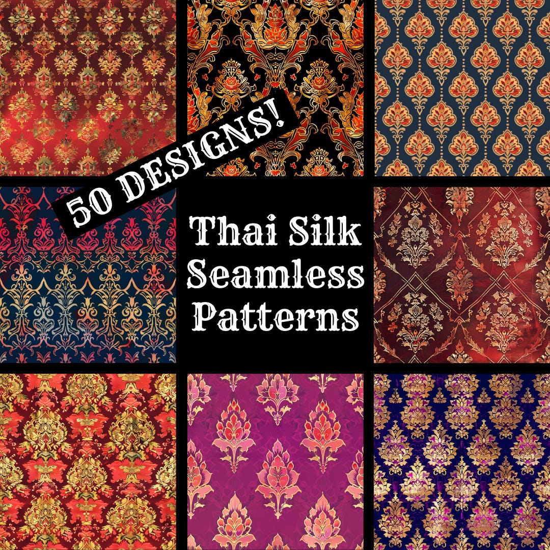 Thai Silk Seamless Digital Paper, Thai Silk Printable Scrapbook Paper ...