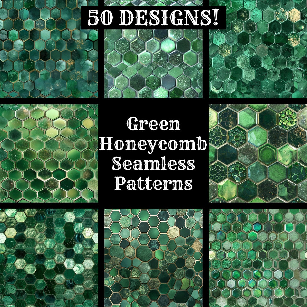Green Honeycomb Seamless Digital Paper, Printable Scrapbook Paper ...