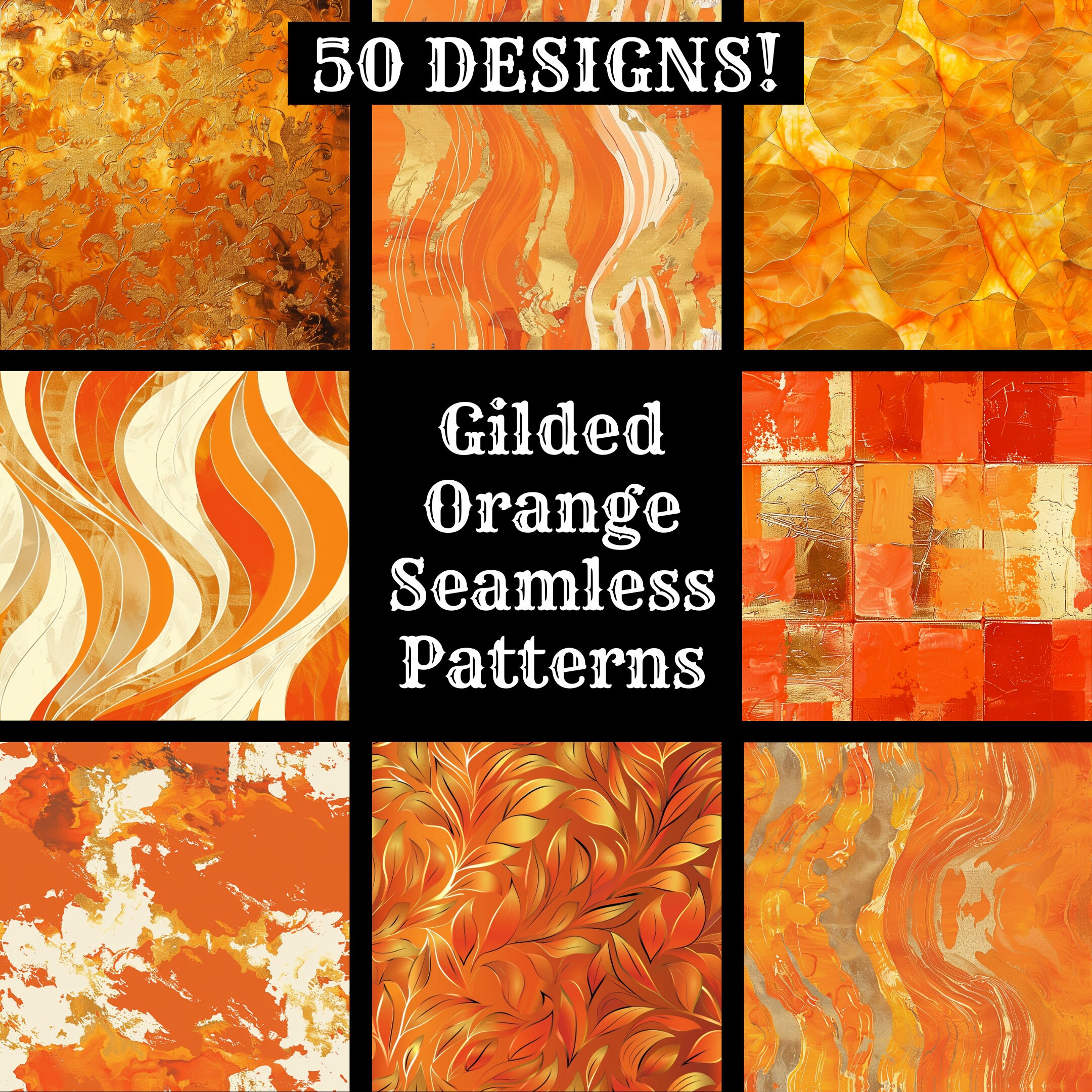 Gilded Orange Seamless Digital Paper, Gilded Orange Printable Scrapbook ...