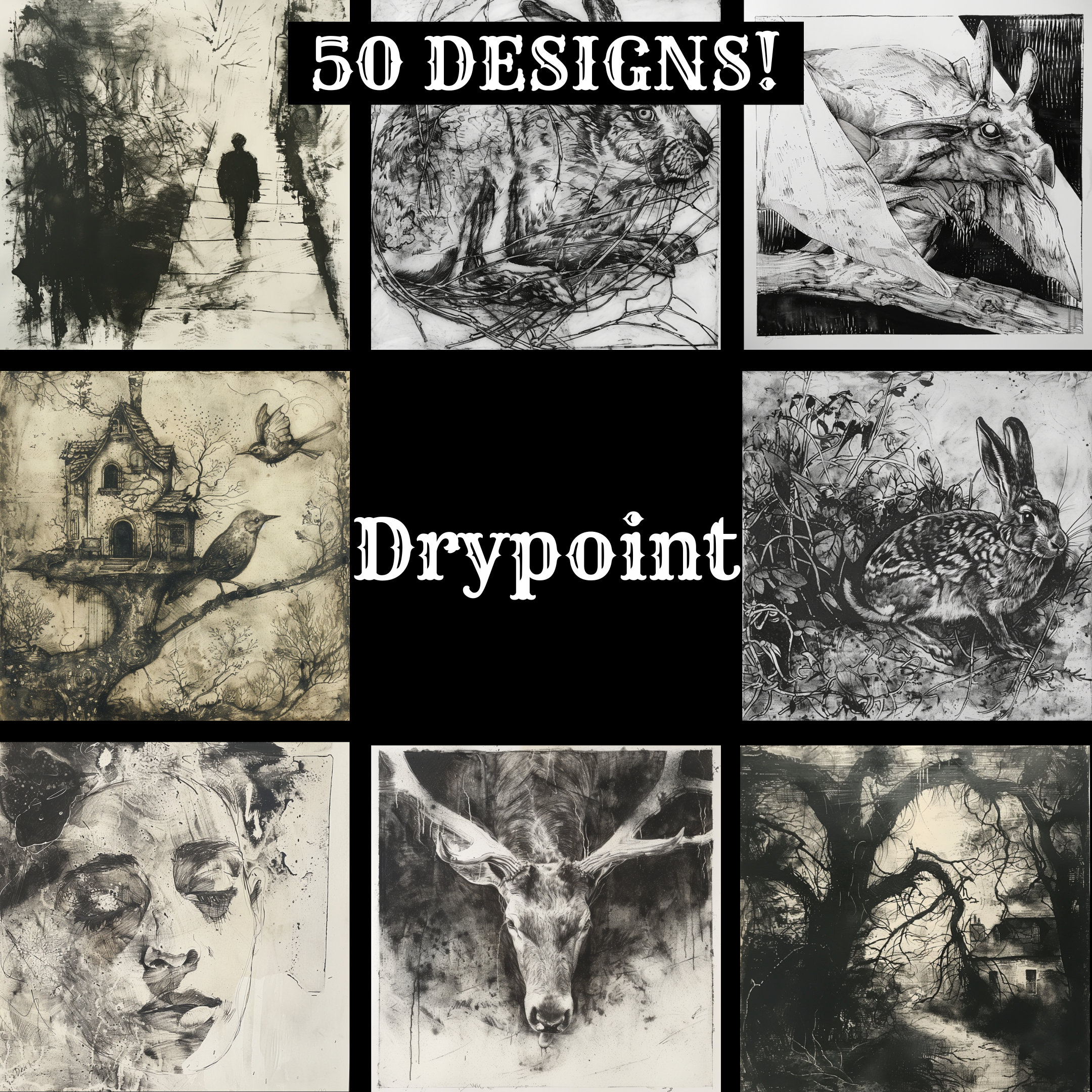 Drypoint Printable Digital Paper for Scrapbooking and Journaling - Etsy