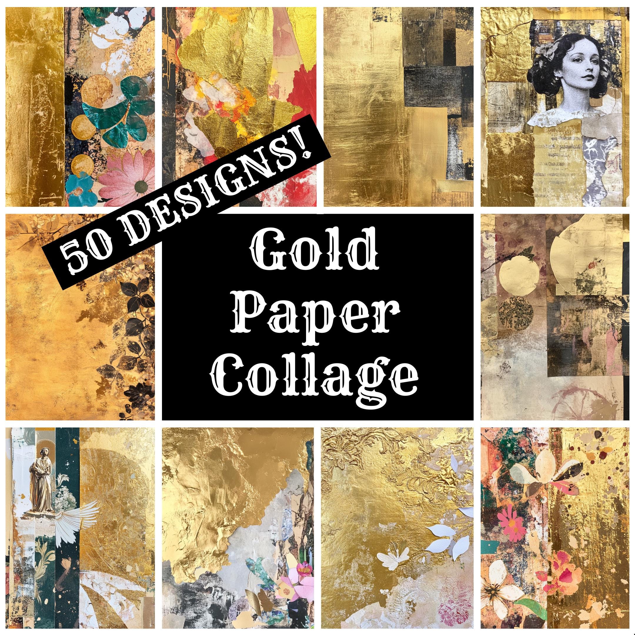 Gold Paper Collage: Vintage Journal Printable (digital Download) - Etsy