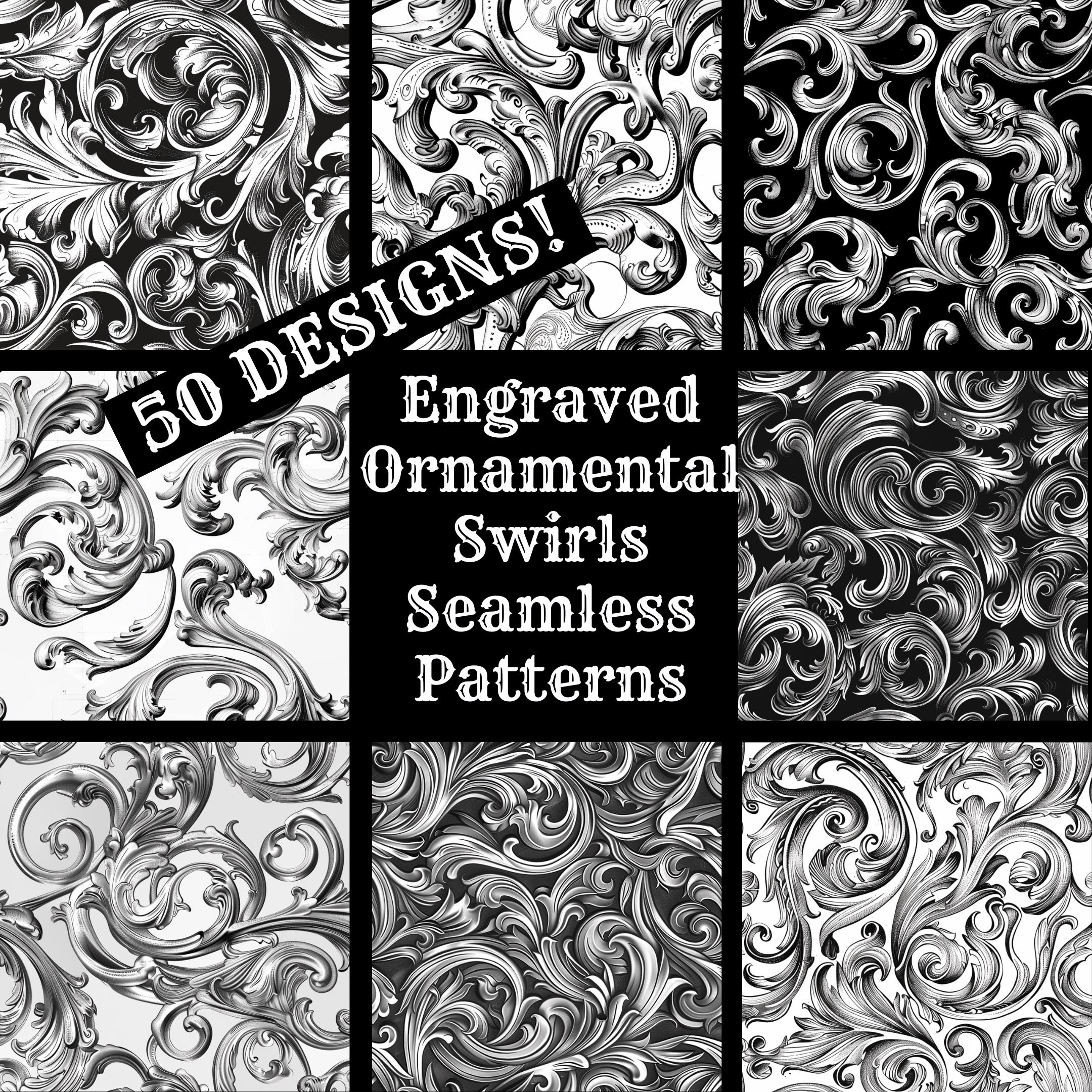 Engraved Swirls Seamless Pattern: Ornamental Digital Paper (digital ...