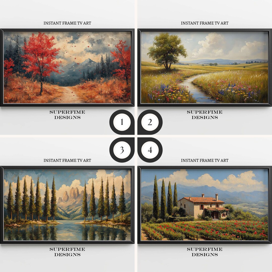 Vintage Style Landscape Frame TV Art, Vintage Landscape TV Scenery ...