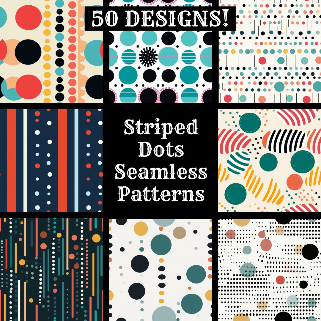Striped Dots Seamless Digital Paper, Printable Scrapbook Paper Seamless ...