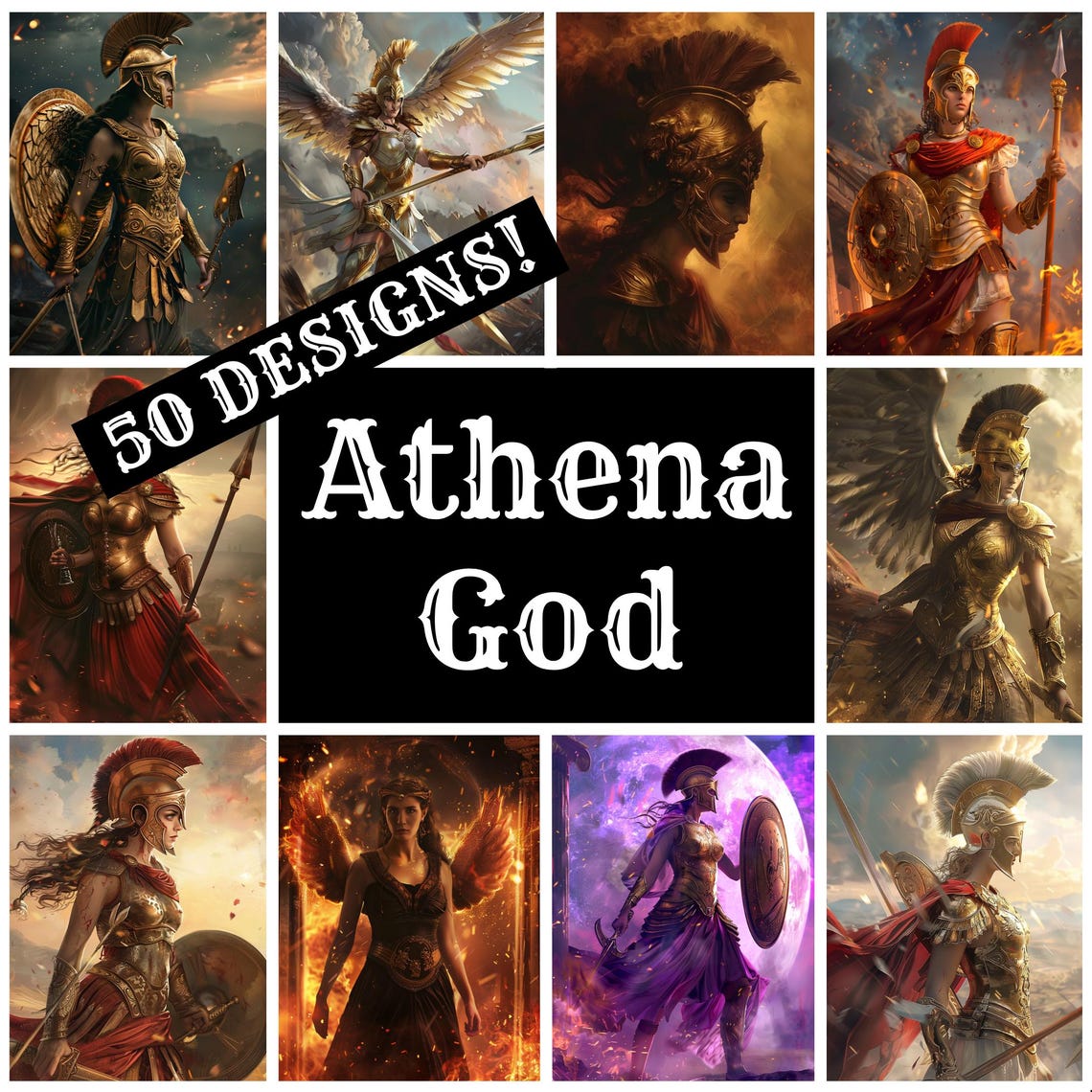 Athena God Digital Paper: Vintage Journal Inserts (PNG, 8.5x11 In ...