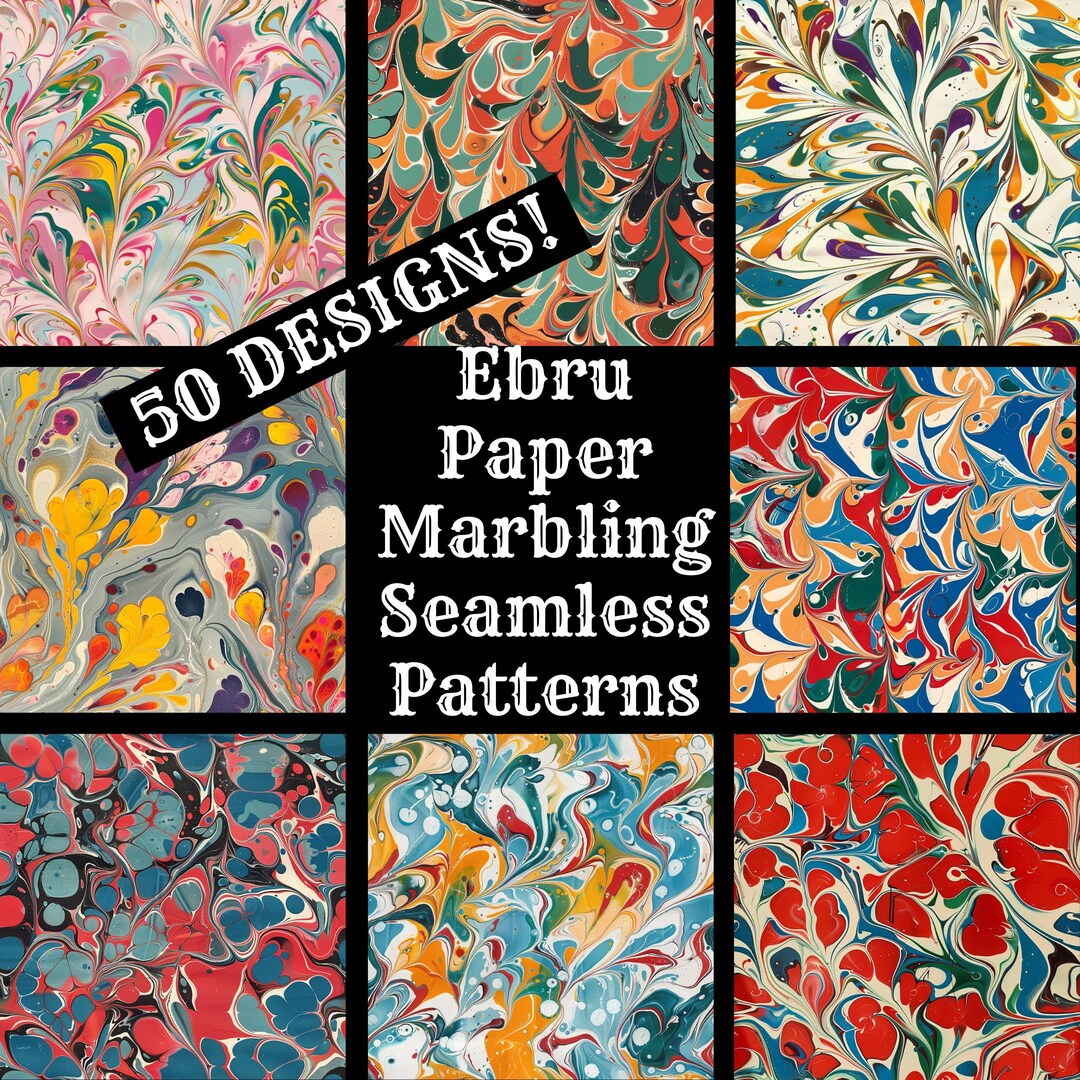 Ebru Paper Marbling Seamless Digital Paper, Printable Scrapbook Paper ...