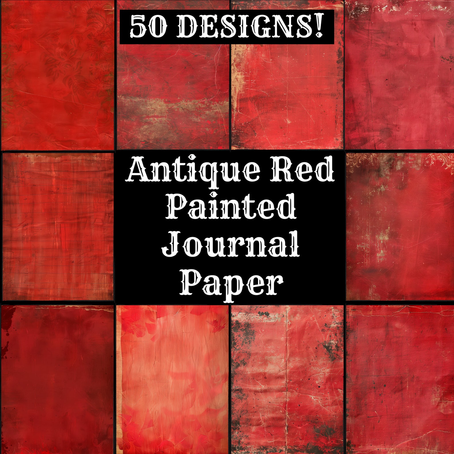Antique Red Painted Journal Paper: Vintage Scrapbook (digital Download ...