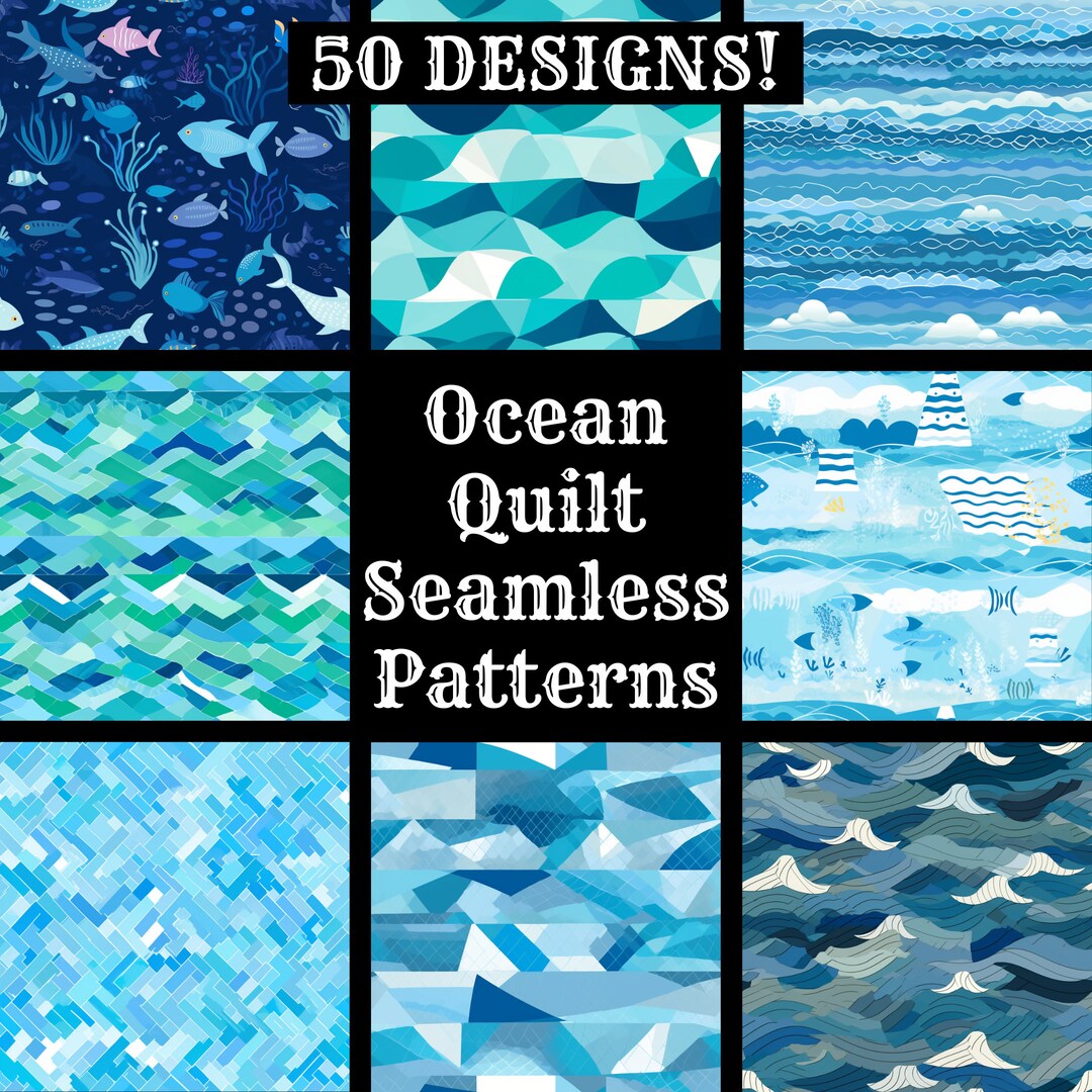 Ocean Quilt Seamless Digital Paper, Printable Scrapbook Paper Seamless ...