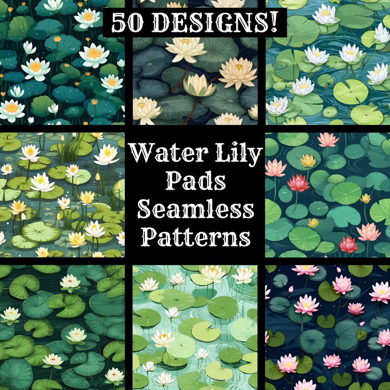 Water Lily Pads Seamless Pattern: Scrapbook Paper (digital Download) - Etsy