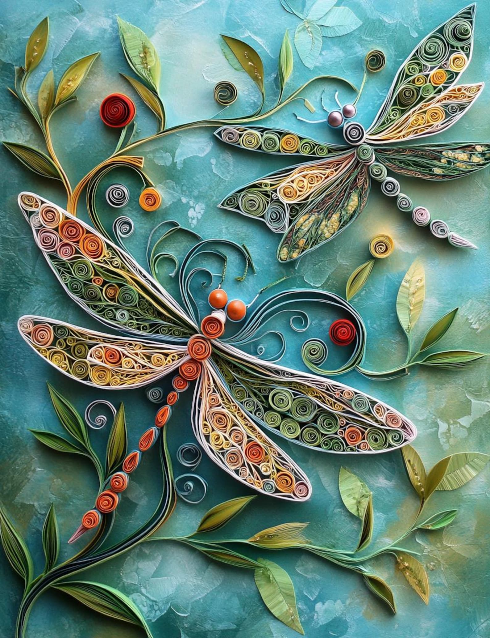 Quilled Dragonflies Journal Paper: Vintage Scrapbook Printables ...
