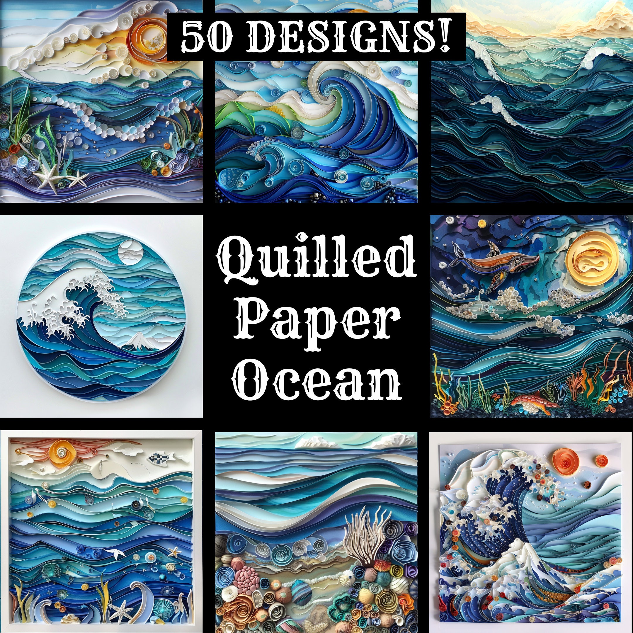 Quilled Paper Ocean Paper, Quilled Paper Ocean Printable Paper ...
