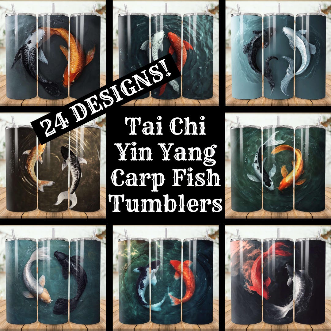 Tai Chi Yin Yang Carp Fish Tumbler Wrap Designs: 24 Pack (PNG Download ...