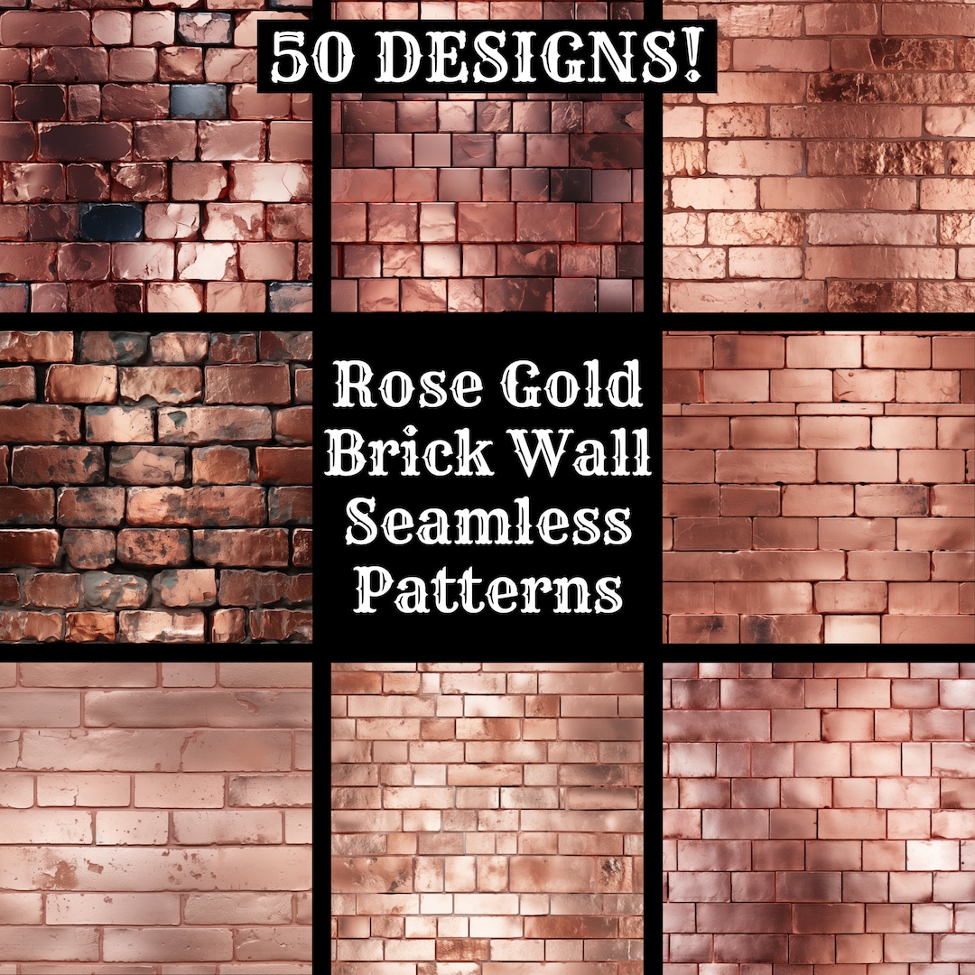 Rose Gold Brick Wall Seamless Digital Paper, Printable Scrapbook Paper ...