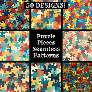 Puzzle Pieces Seamless Pattern: 50 PNG Digital Papers (digital Download ...