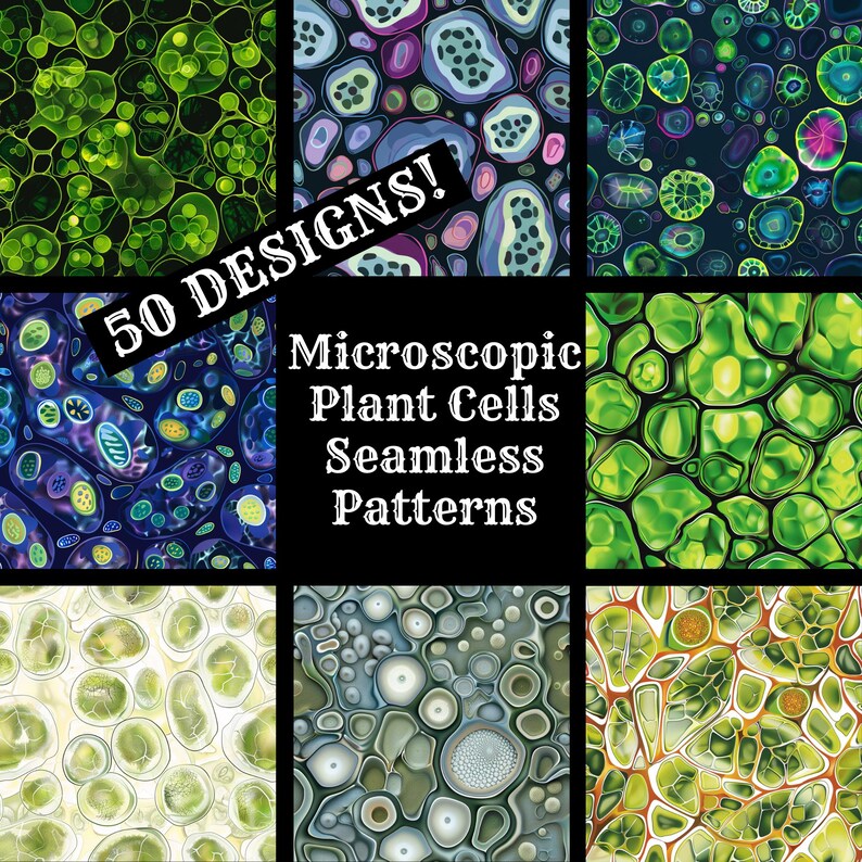 Microscopic Plant Cell Pattern: 50 Seamless Digital Papers (PNG) - Etsy