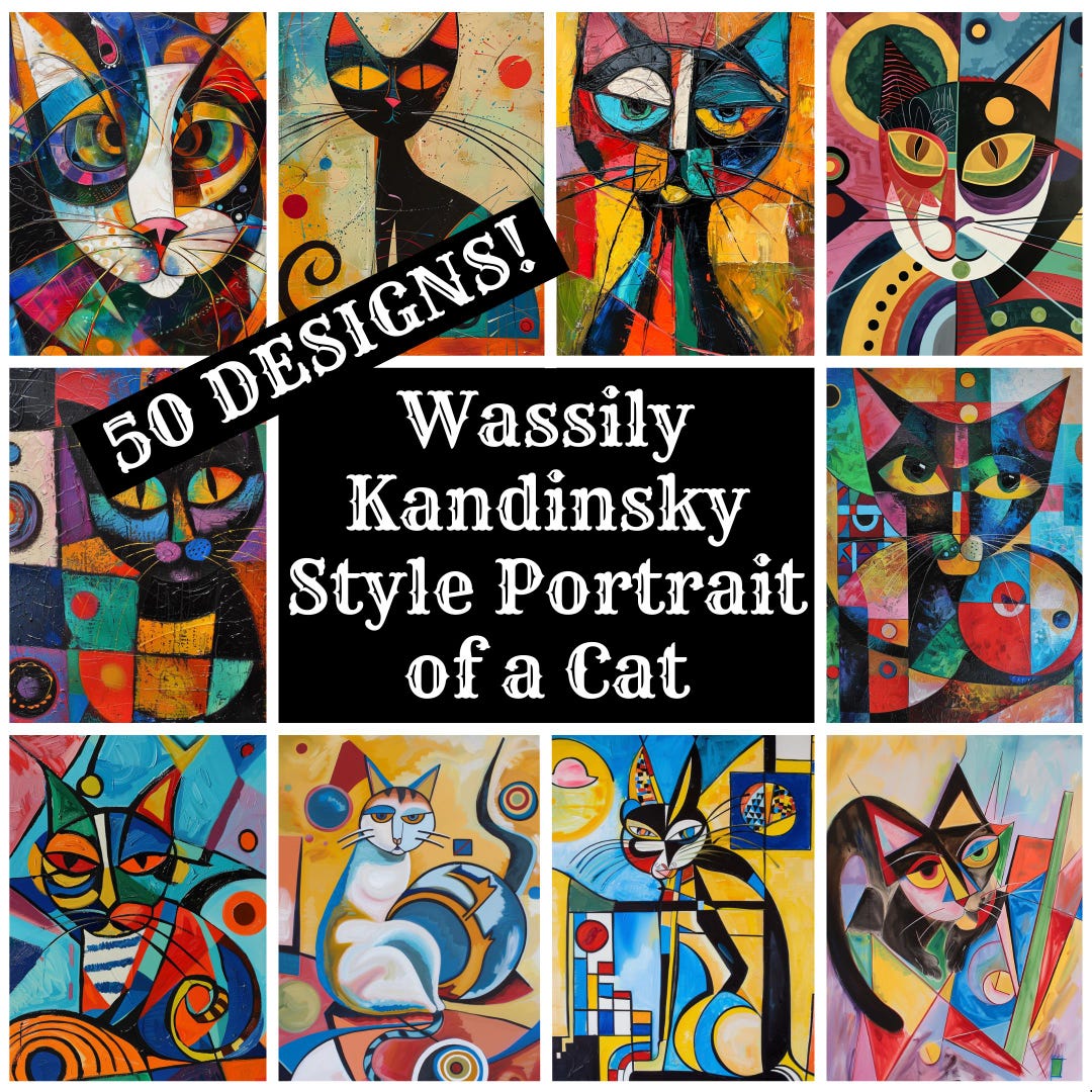 Kandinsky Style Cat Portrait: Printable Journal Paper (PNG) - Etsy