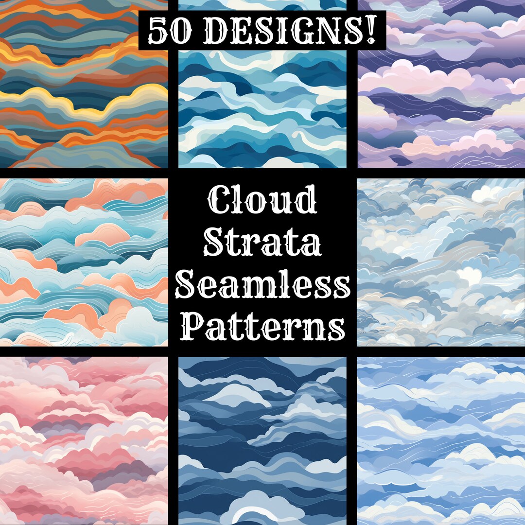 Cloud Strata Seamless Digital Paper, Printable Scrapbook Paper Seamless ...