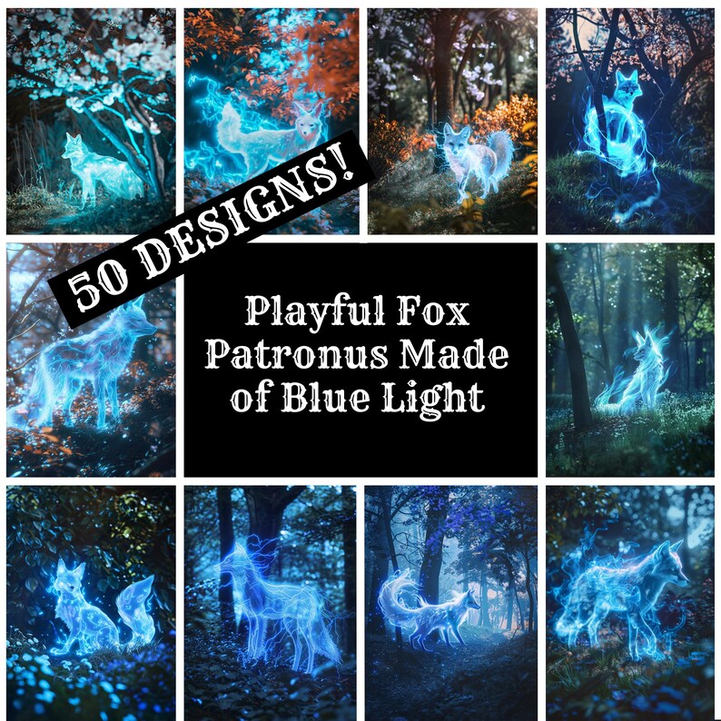 Blue Fox Patronus Digital Paper: Scrapbook Journal Inserts (PNG) - Etsy
