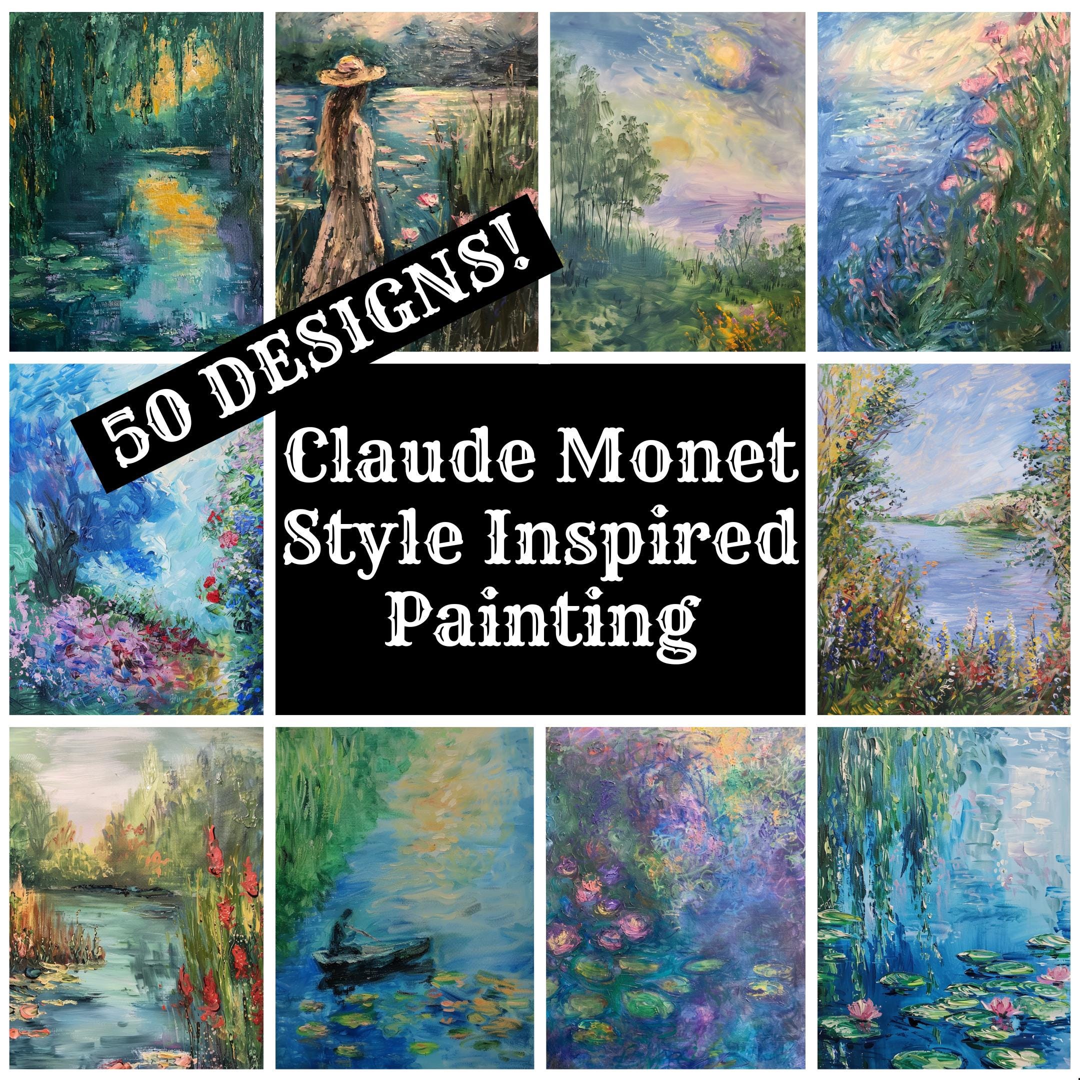 Monet Style Painting Digital Paper: Journal Scrapbook Supplies (PNG, 8 ...