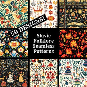 Slavic Folklore Seamless Digital Paper, Printable Scrapbook Paper ...