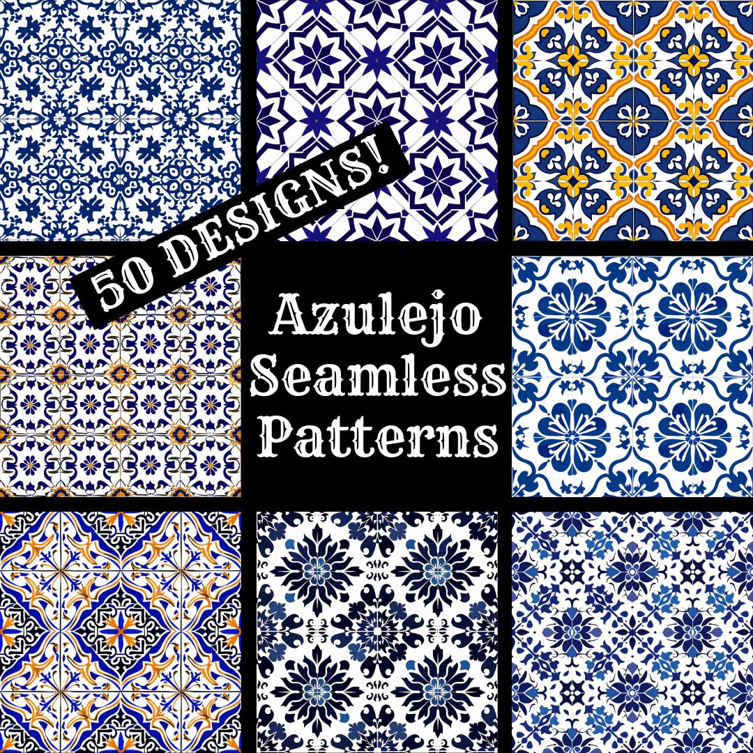 Azulejo Seamless Digital Paper, Azulejo Printable Scrapbook Paper ...
